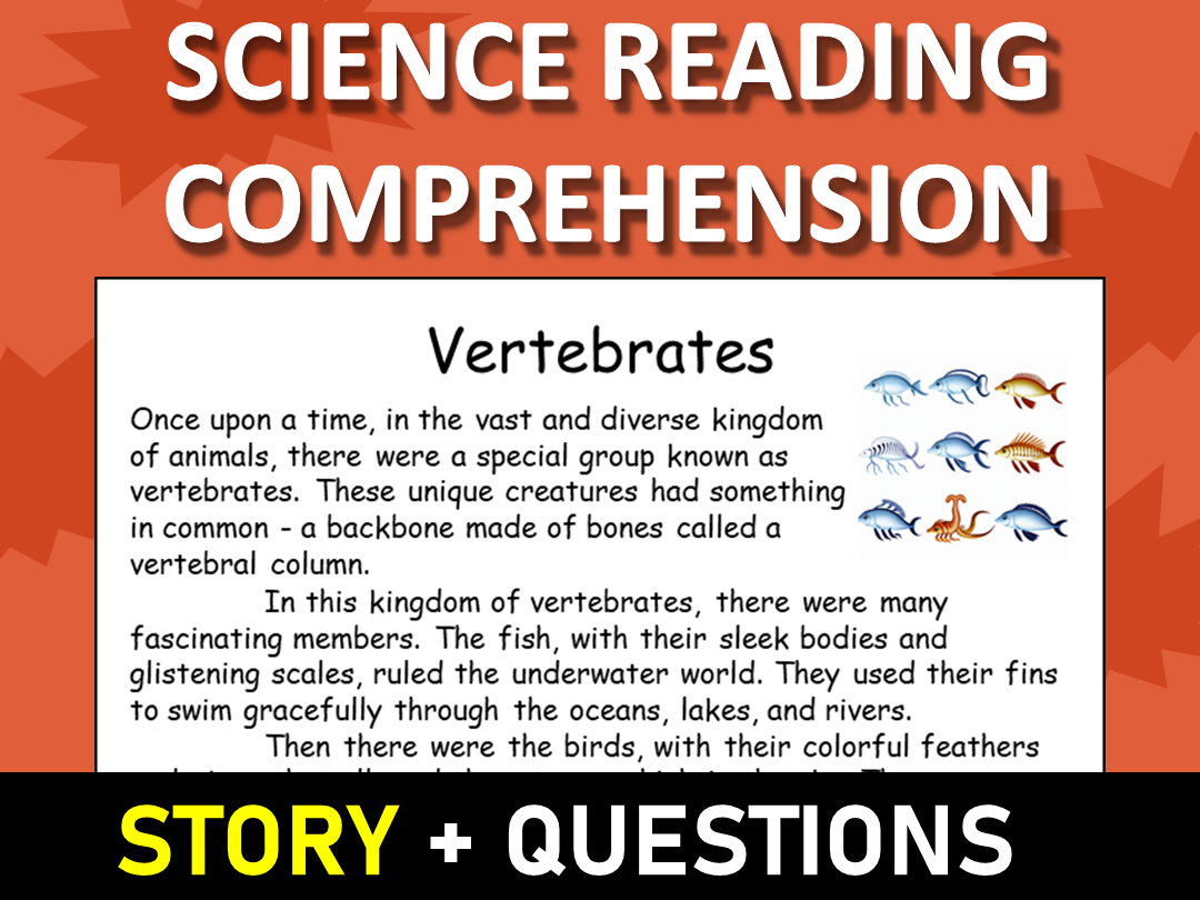 Vertebrates Reading Science Story Comprehension Questions Worksheet ...