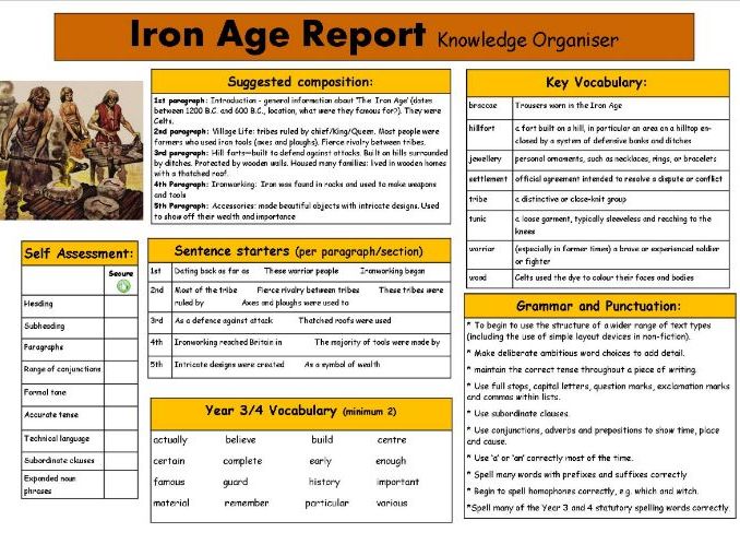 Iron Age Report Writing Knowledge Organiser | Teaching Resources