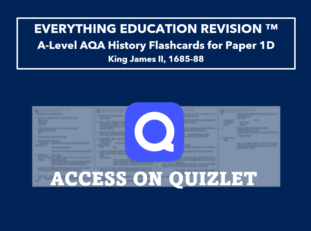 A-Level AQA History Flashcards for Paper 1D – King James II, 1685-88 ...