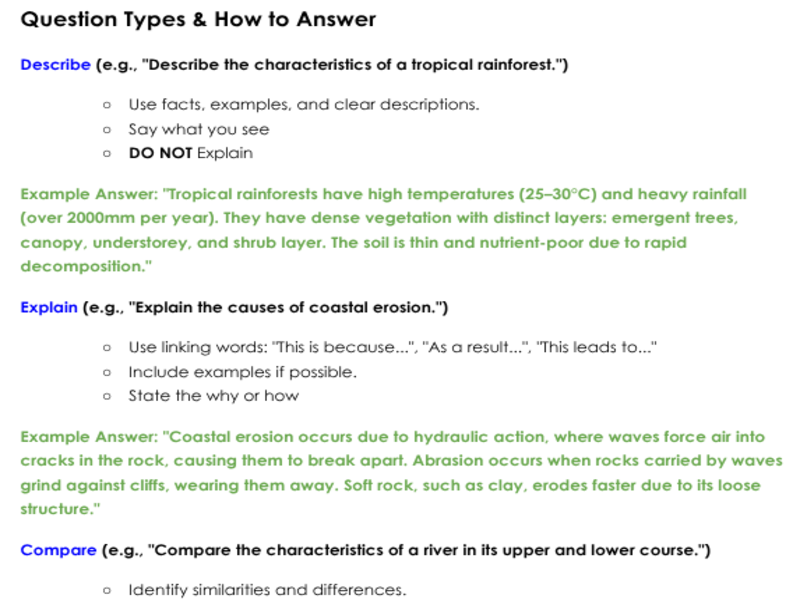 CIE IGCSE Geography Paper 1, 2 & 4 Student Guide Booklet | Teaching ...