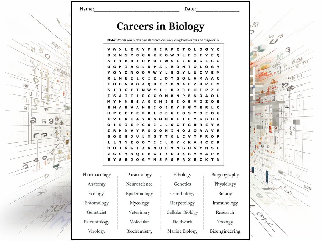 Careers in Biology Word Search Puzzle Worksheet Activity | Teaching ...