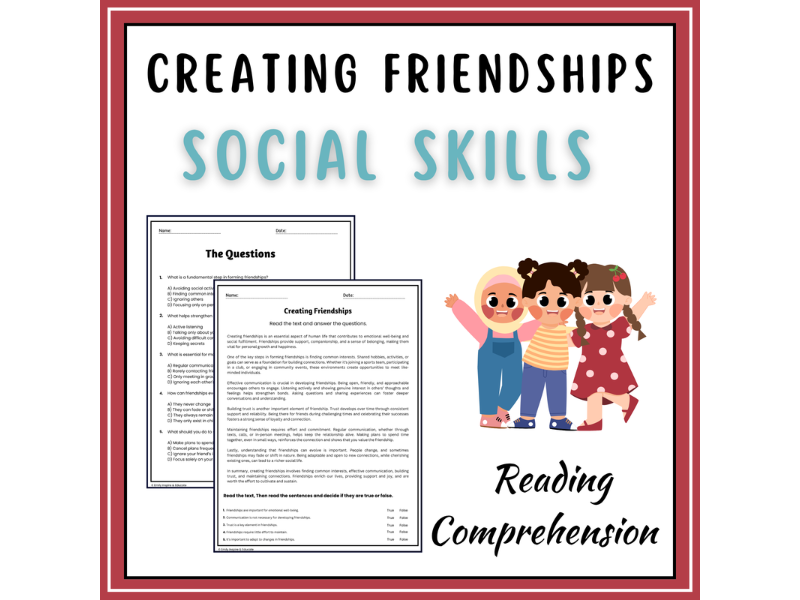 Creating Friendships - Reading Comprehension Passages & Questions ...