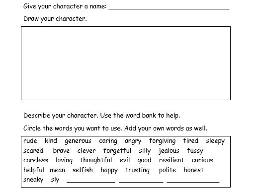 Character Profile Worksheet hero villain Teaching Resources