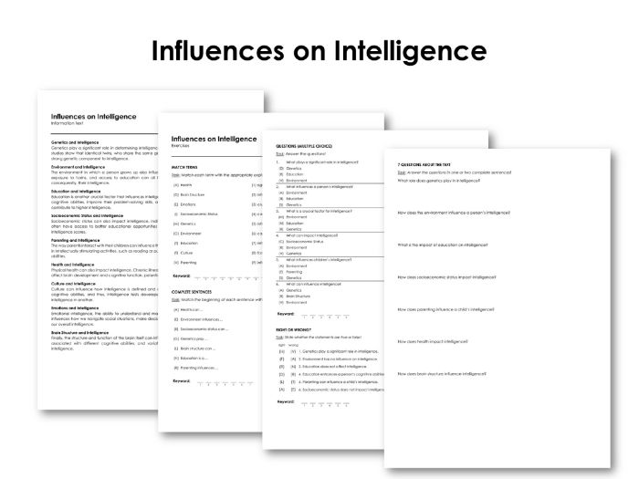 Influences on Intelligence | Teaching Resources