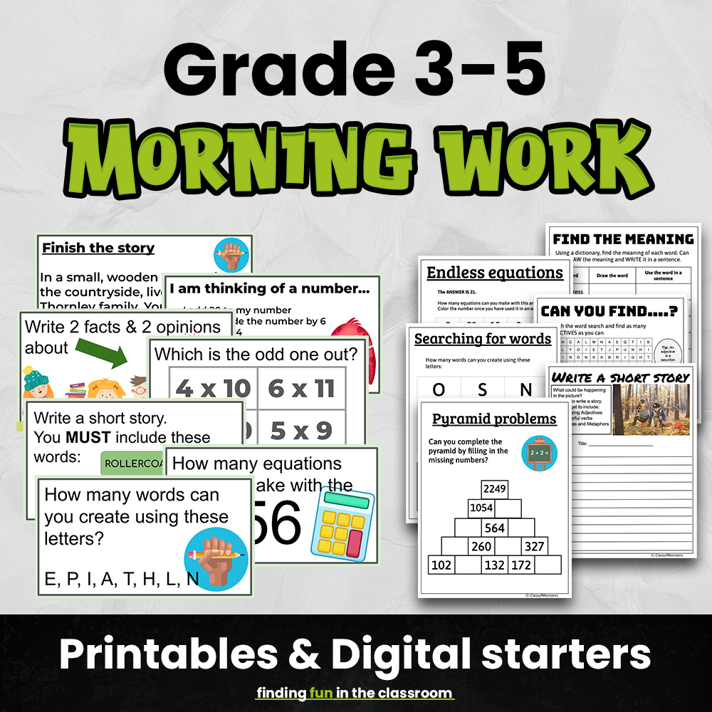 Morning Tasks Printables Digital Teaching Resources