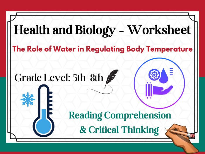 The Role of Water in Regulating Body Temperature: Reading Comprehension ...