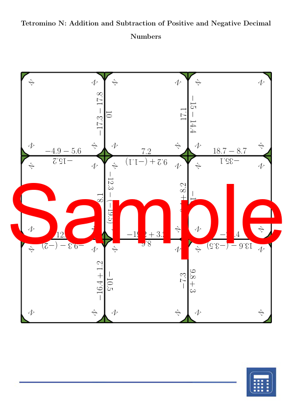 Tetromino | Addition and Subtraction of Positive and Negative Decimal ...