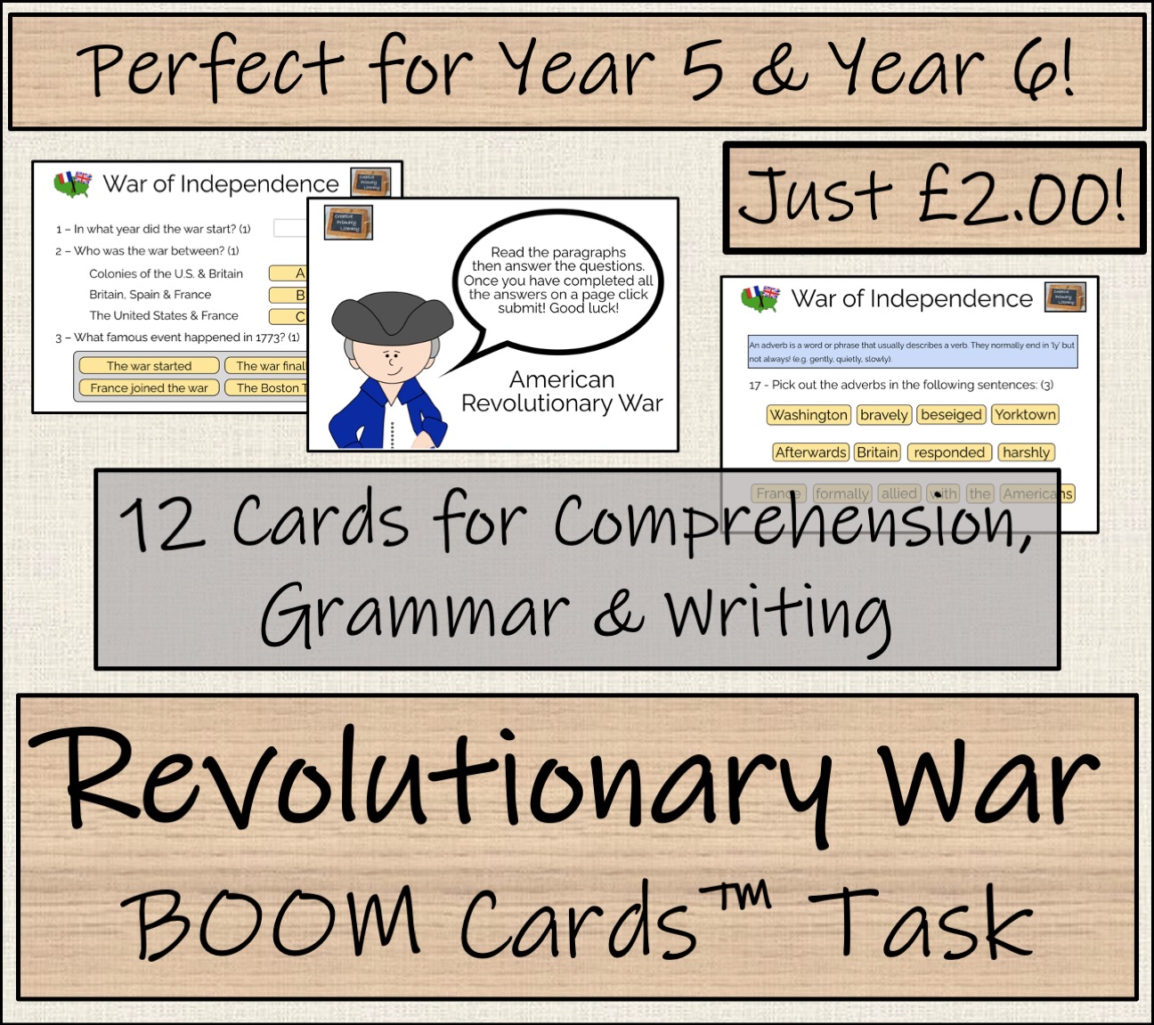 American Revolutionary War - UKS2 BOOM Cards™ Comprehension Activity ...