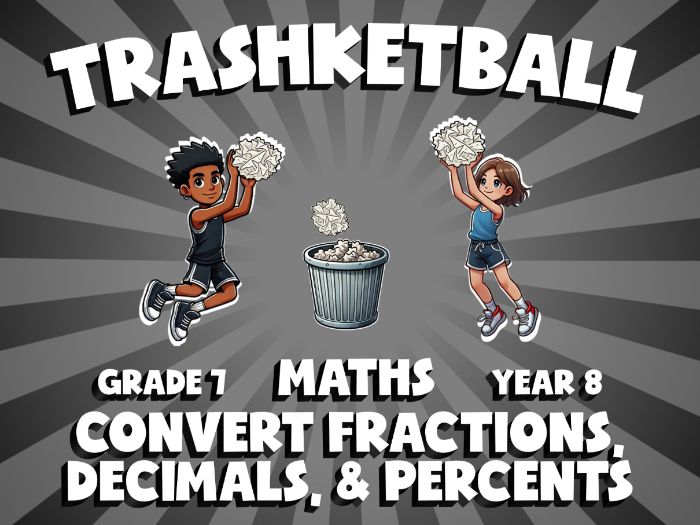 Convert Fractions, Decimals, & Percents TRASHKETBALL Maths Game | No ...