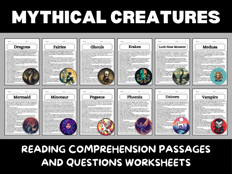 Mythical Creatures Reading Comprehension Passages and Questions ...