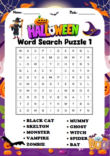 Halloween Word Search Puzzle Game Spooky October for EYFS / Nursery ...