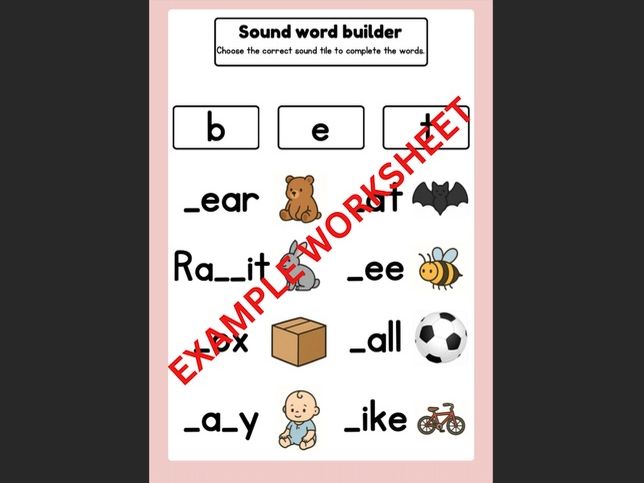 Set 1 Phonics 'b' Sound Word Builder Worksheet: Differentiated Activity ...