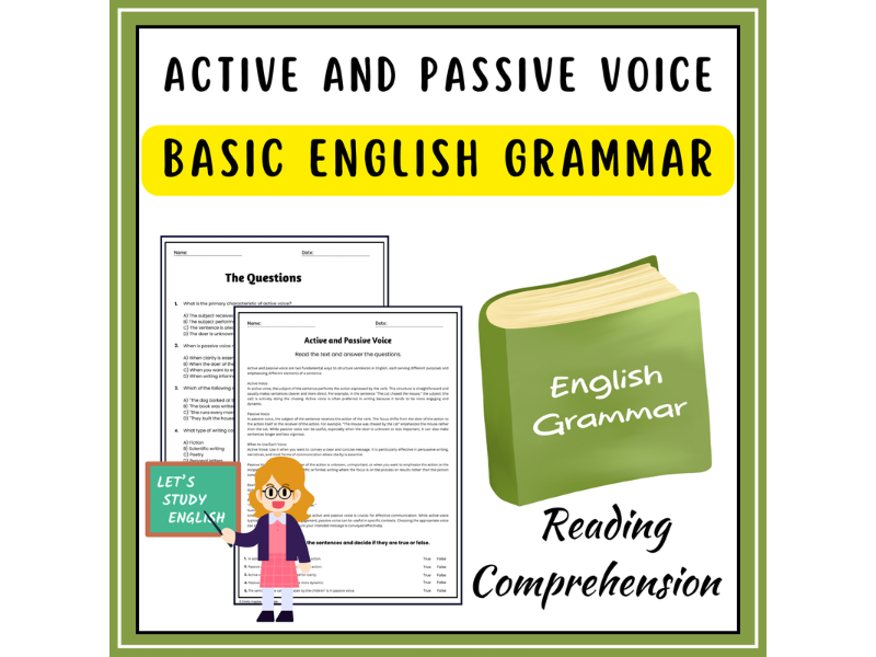 Active and Passive Voice Reading Comprehension Passages & Questions Worksheets | Teaching Resources