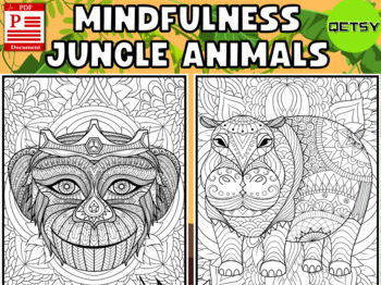 Jungle Animals Mandala Coloring Pages | 14 Printable Mindfulness ...