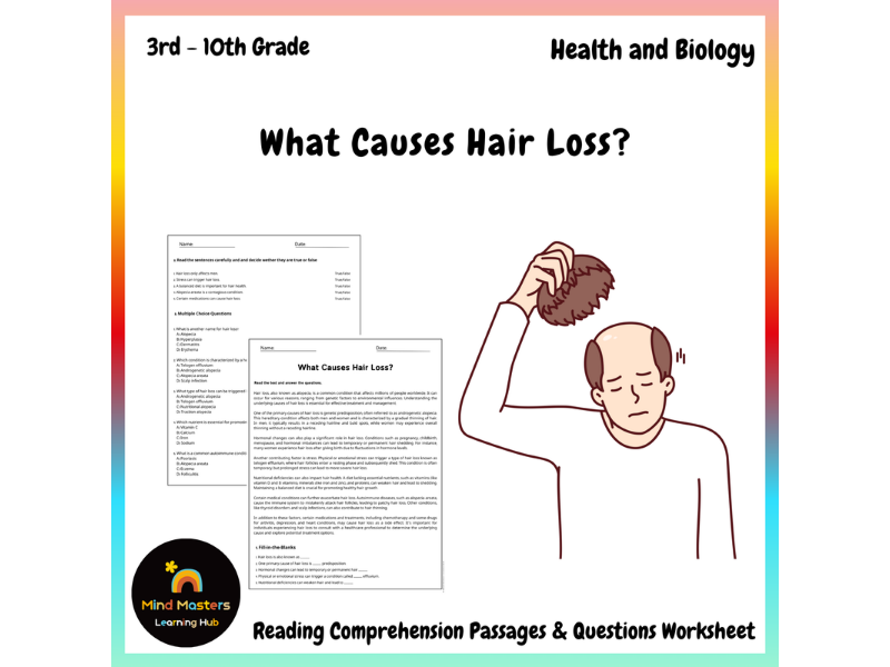 What Causes Hair Loss? Reading Comprehension Passages & Questions ...