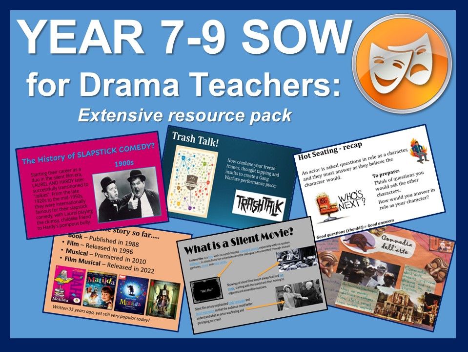 Year 7 to 9 Schemes of Work for DRAMA teachers: Complete academic year ...