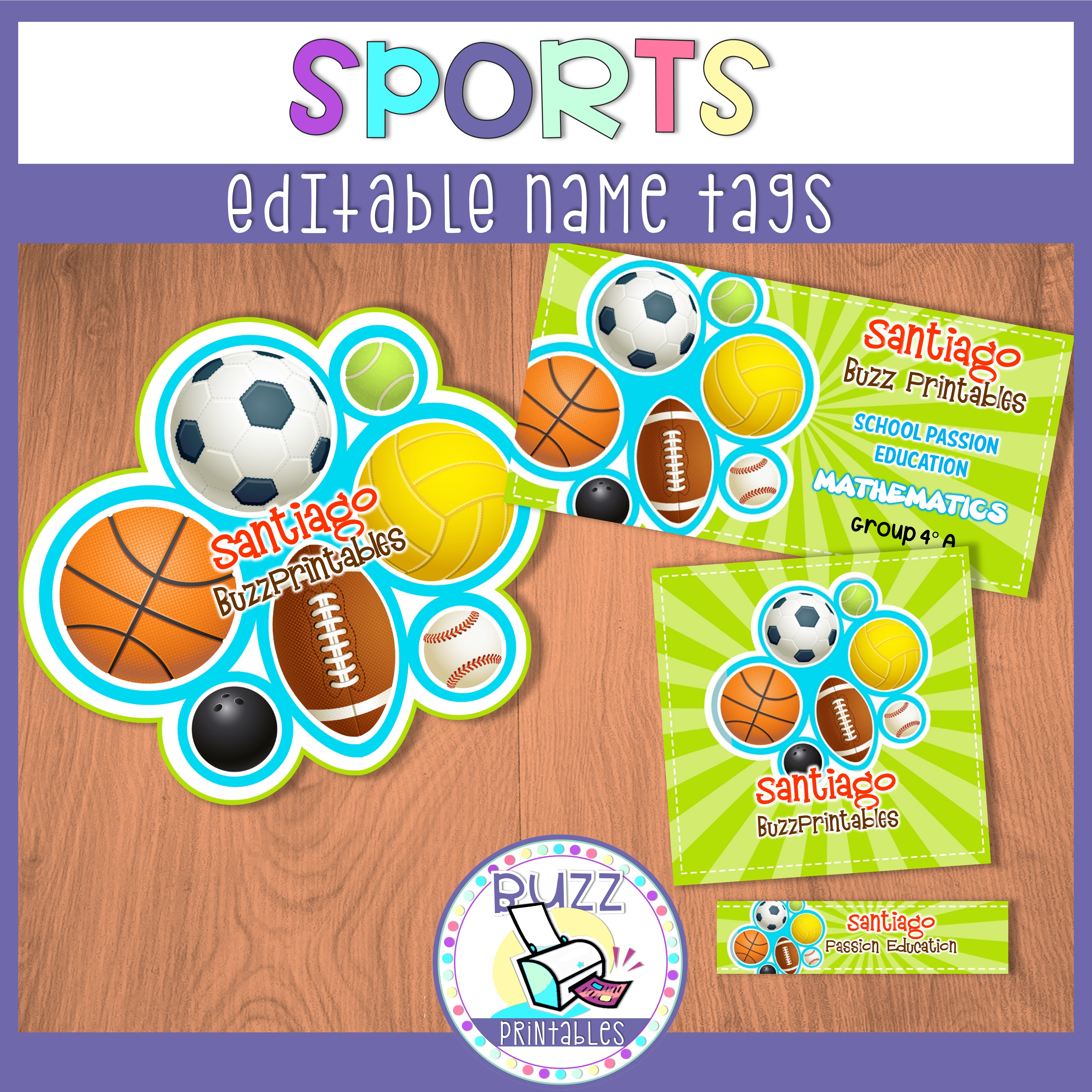 Editable Name Tags or Labels - Sports Theme Classroom Decor | Teaching ...