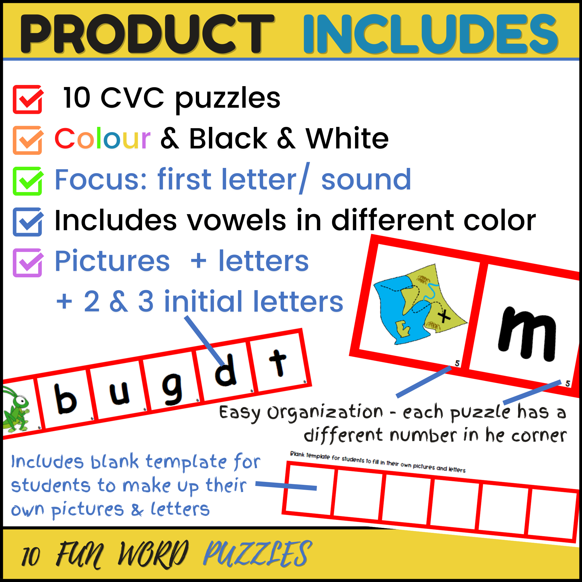 Reading CVC Word Puzzles - INITIAL Letter - Reception Class | Teaching ...