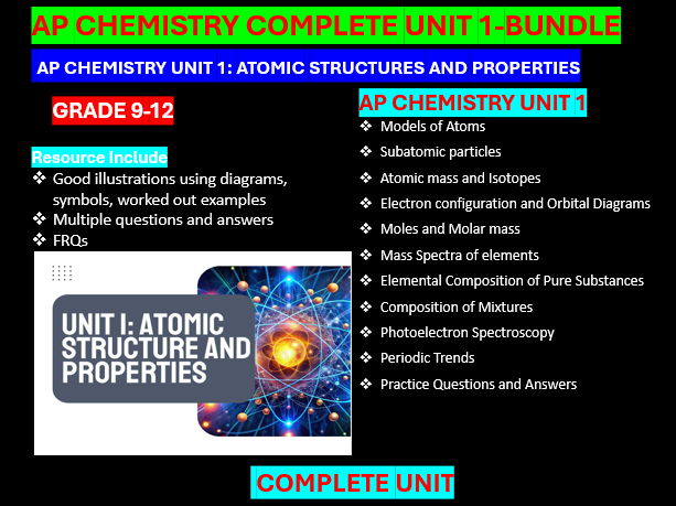 AP Chemistry Unit 1: Atomic Structure and Properties Complete Unit ...