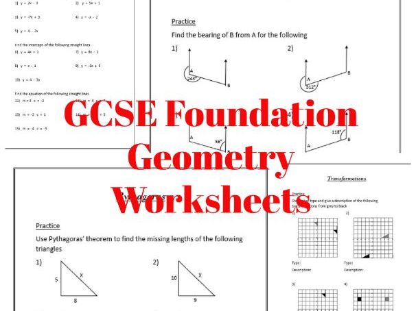 10 GCSE Foundation Geometry Worksheets | Teaching Resources