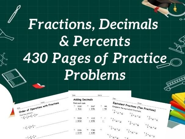 Math Worksheets for Kids, Fractions, Decimals and Percents | Teaching ...