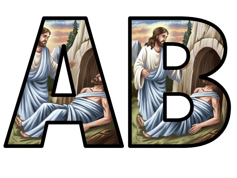 Bible Story Jesus Tomb Lettering Set Display Title Letters Numbers ...