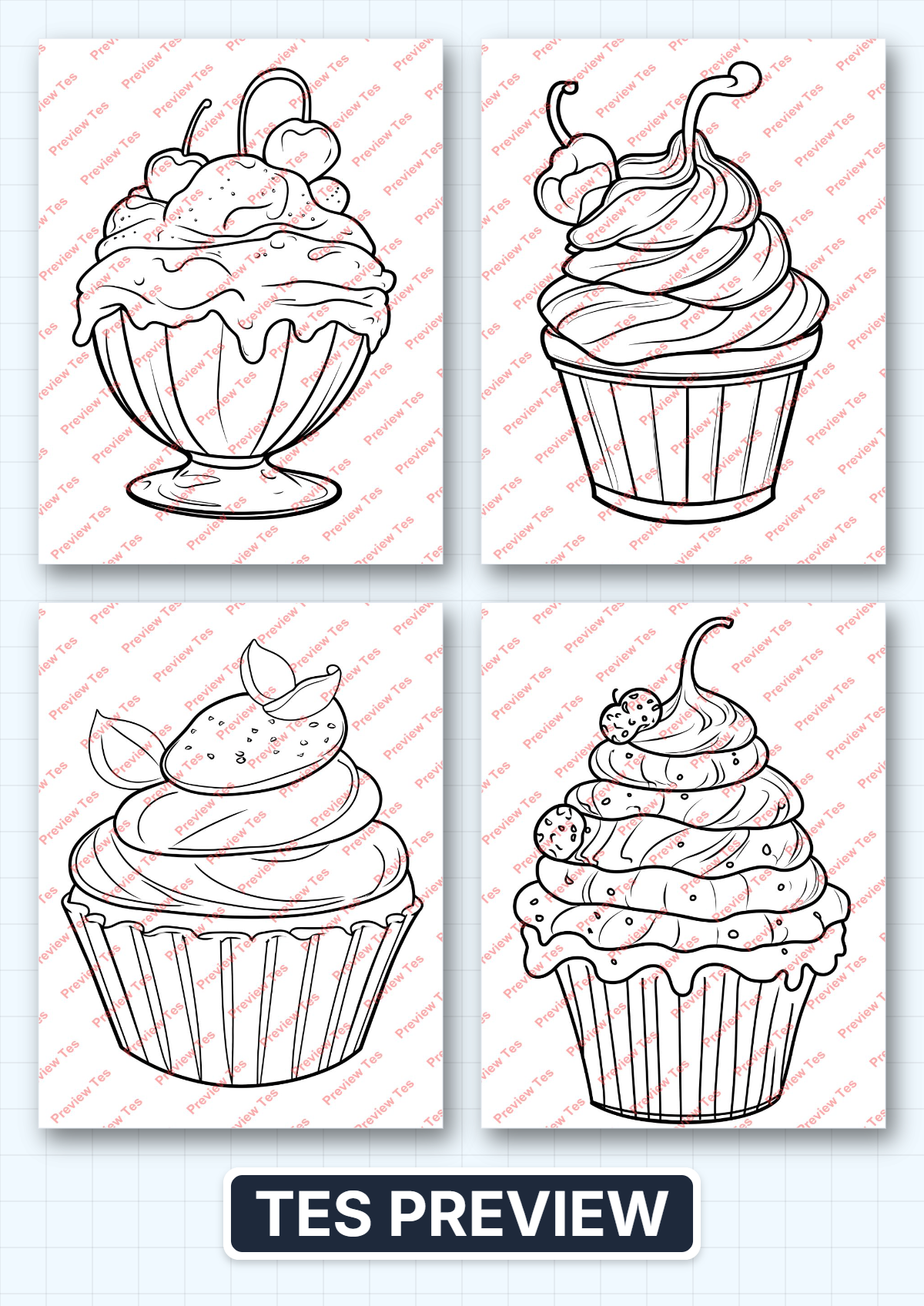 Dessert Colouring Pages - Cupcakes and Ice Cream Colouring Sheets ...