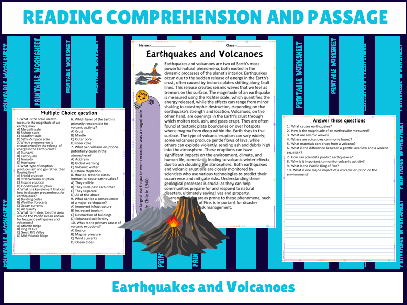 Interactive Reading Guide: Earthquakes and Volcanoes with Questions ...