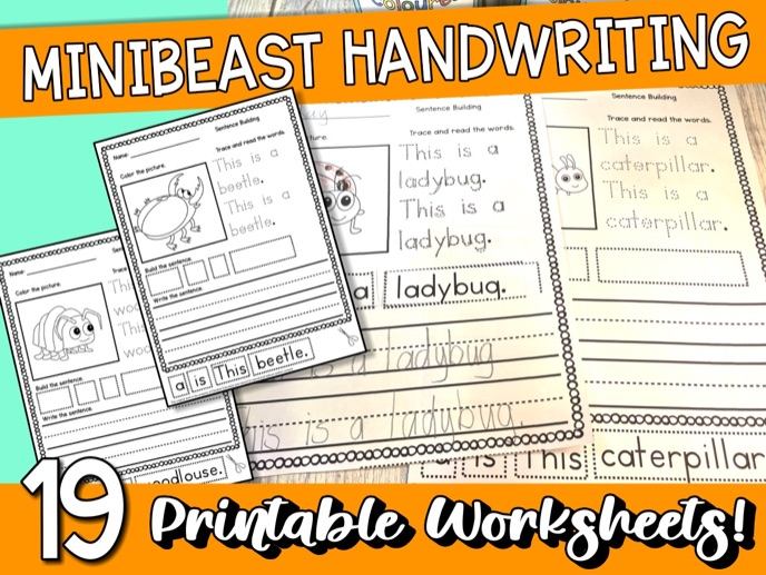 MINIBEAST SENTENCE BUILDER WORKSHEETS PACK ONE Teaching Resources