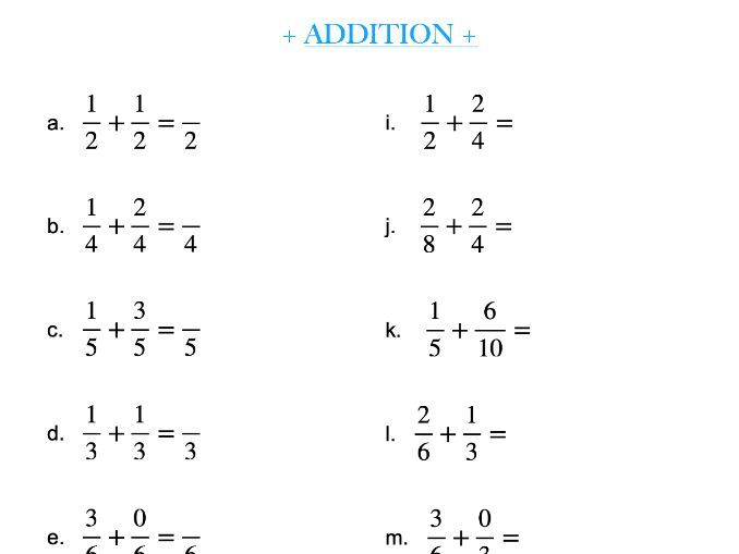 Fractions Addition Practise Worksheet KS3 GCSE Teaching Resources Fractions Addition Practise Worksheet KS3 GCSE Teaching Resources