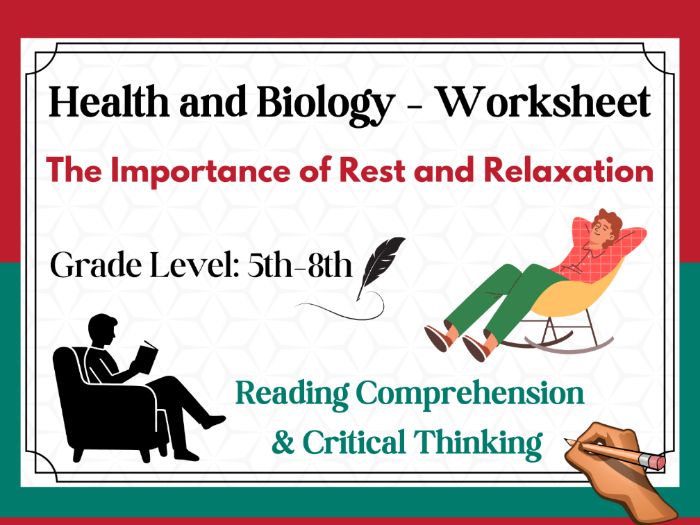 The Importance of Rest and Relaxation: Reading Comprehension Passages ...