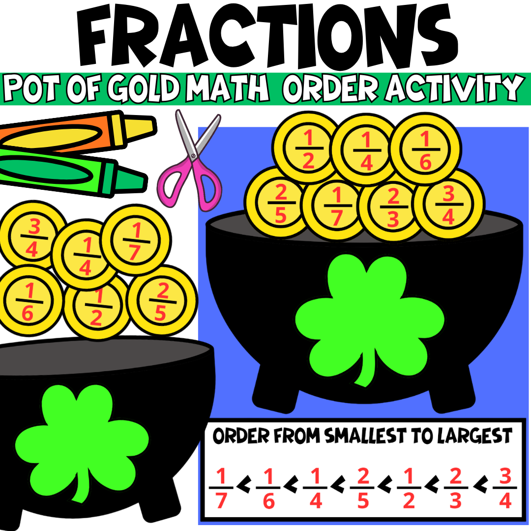 St. Patricks Day Fractions Craft | Pot Of Gold Ordering Math Activity ...