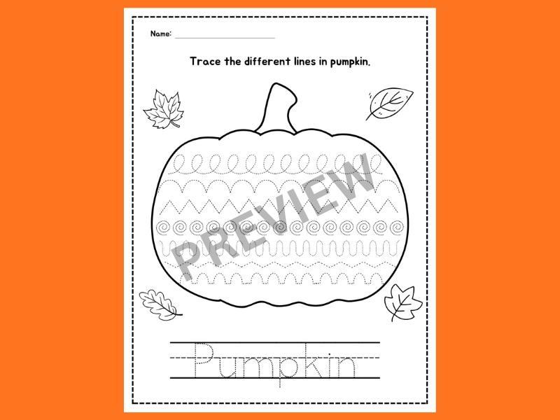 Free Pumpkin Tracing Lines Worksheet | Teaching Resources