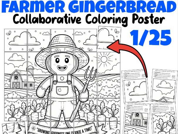 Farmer Gingerbread Collaborative Poster | Winter Classroom Farm-Themed ...