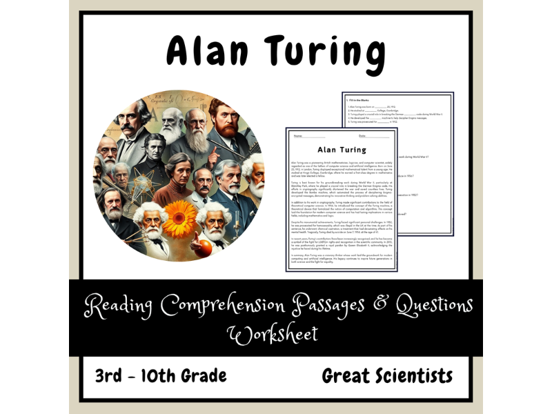Alan Turing Reading Comprehension Passages & Questions Worksheets ...