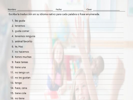 Have, Do, Like, and Favorites Translating Spanish Worksheet | Teaching ...