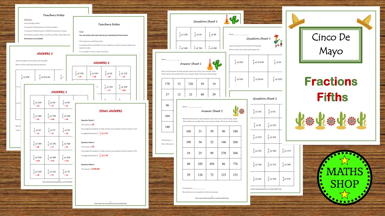 Cinco De Mayo Maths Fractions | Teaching Resources