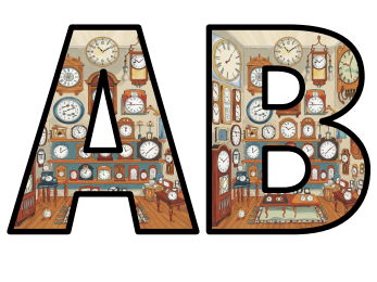 Many Clocks Time Math Lettering Set Display Title Letters Numbers Signs ...