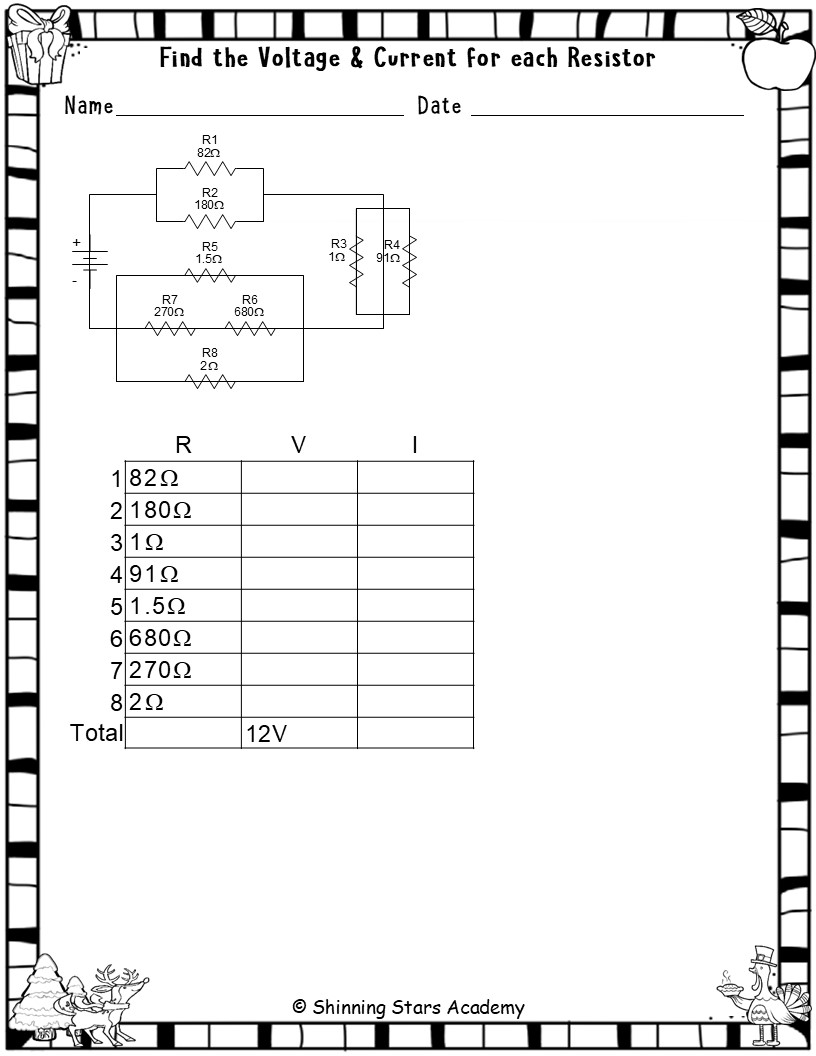 Ohm’s Law – 8 Resistors (Series/Parallel) (Find Voltage (V) and Current ...