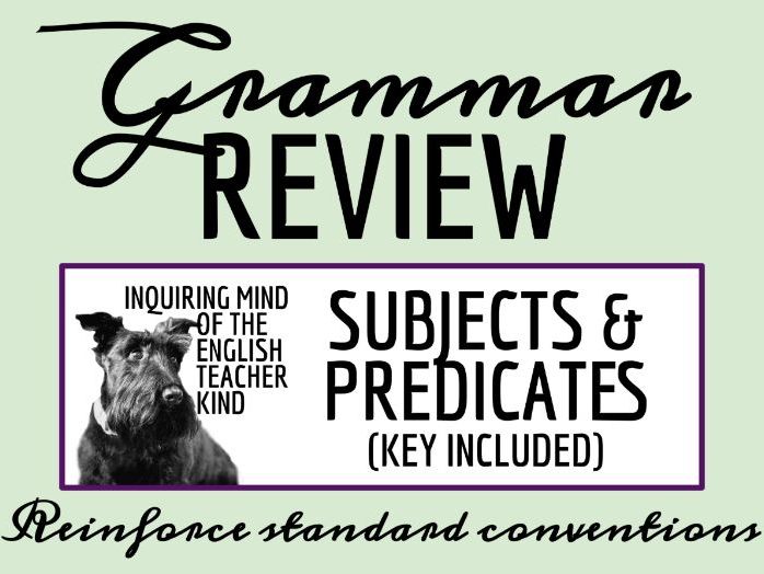 Grammar Review Worksheet on Subjects and Predicates with Answer Key ...