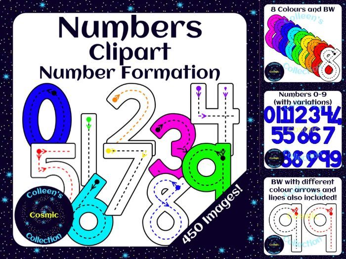 Tracing Number Formation Numbers Clipart | Teaching Resources
