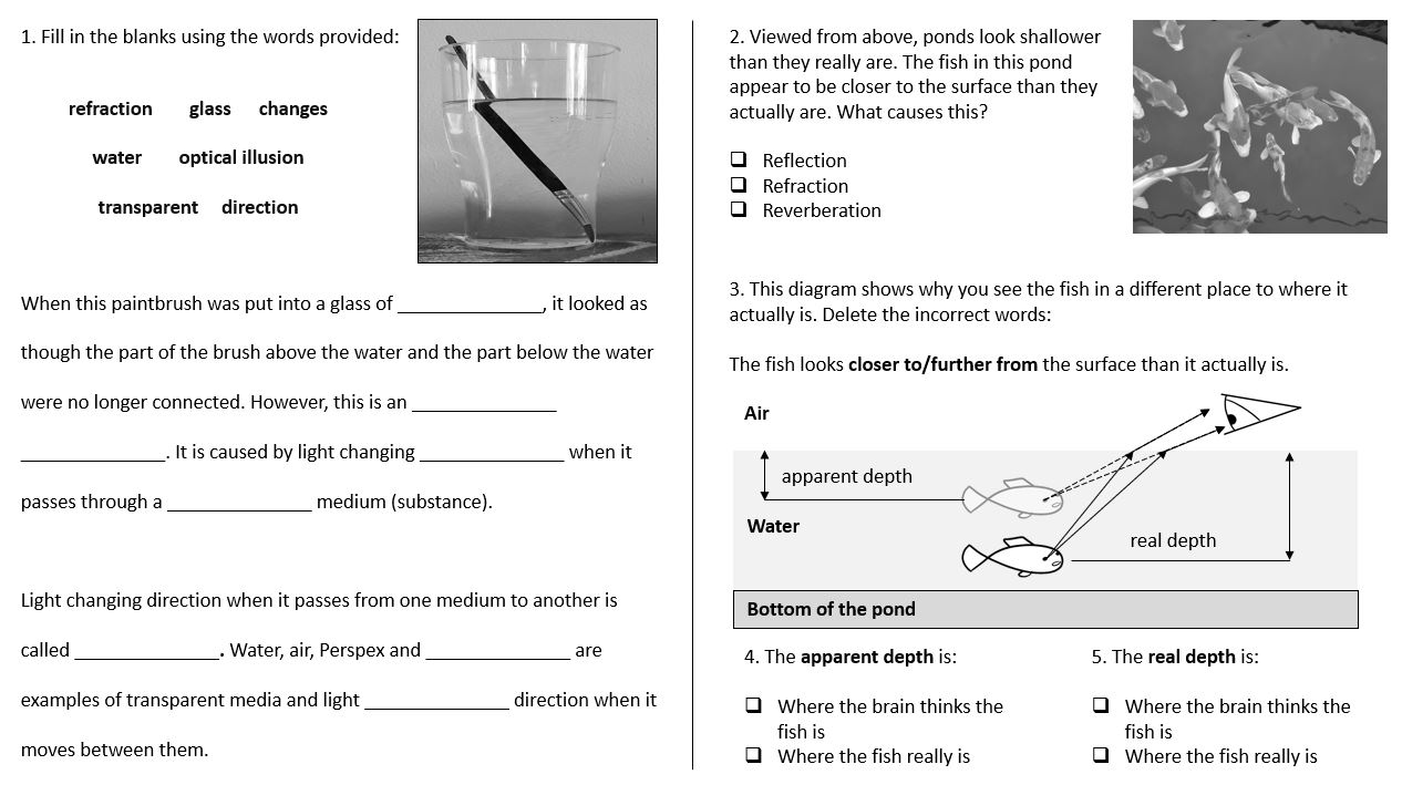 Refraction ~ KS3 ~ Year 7 | Teaching Resources