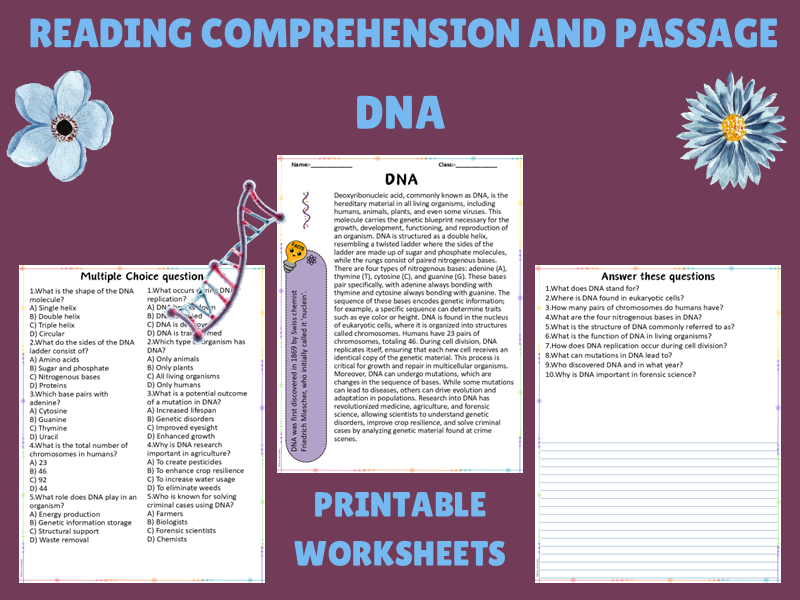 Understanding DNA: Engaging Reading Passage and Insightful Questions ...