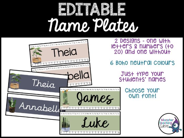 Editable Student Name Plates - Boho Plant Themed | Teaching Resources