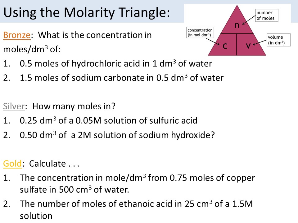 Moles Molarity And Concentration Edexcel 9 1 Separate Triple Science Moles Molarity And Concentration Edexcel 9 1 Separate Triple Science