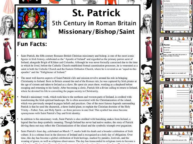 St. Patrick PACKET & ACTIVITIES, Important Historical Figures Series ...