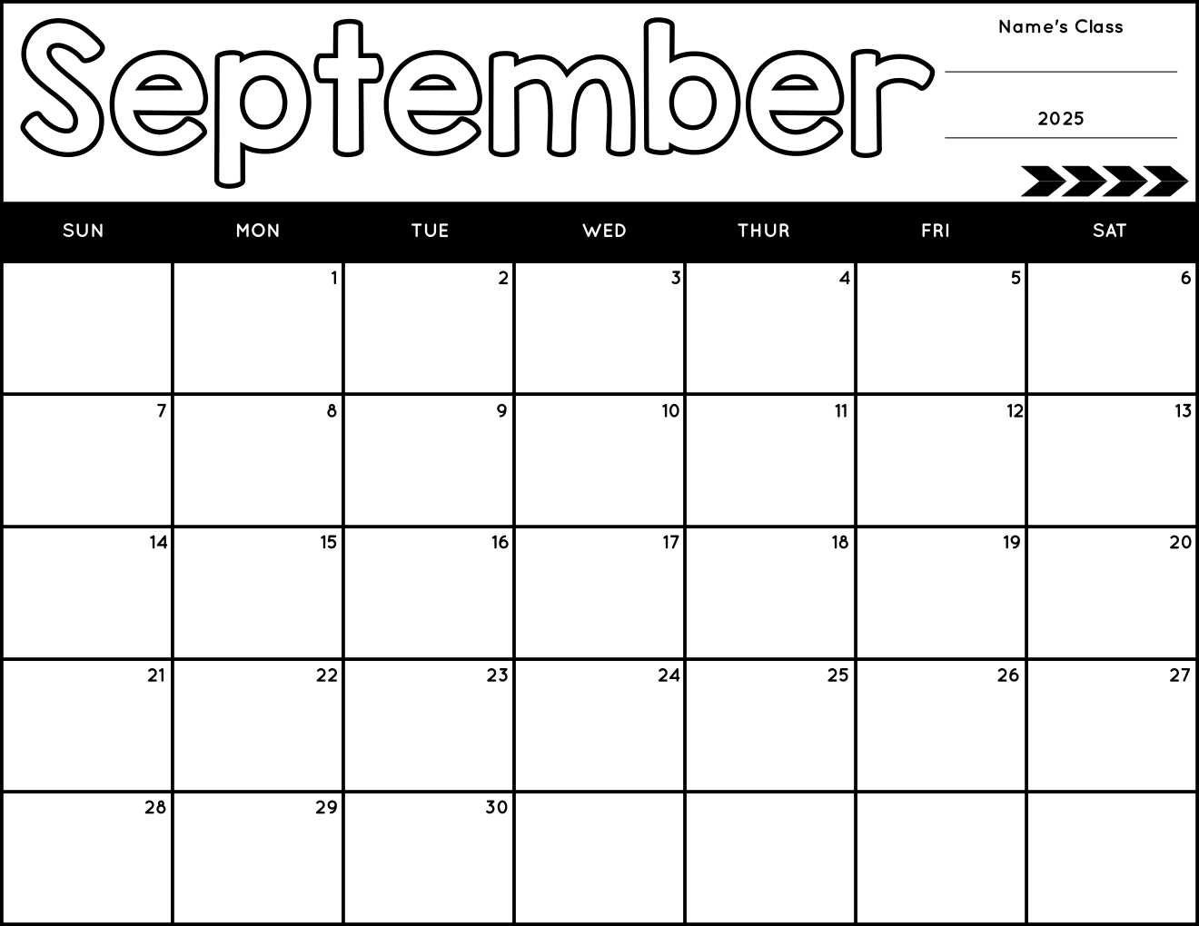 2025 2026 Blank Monthly Calendar Template - Printable - | Teaching ...