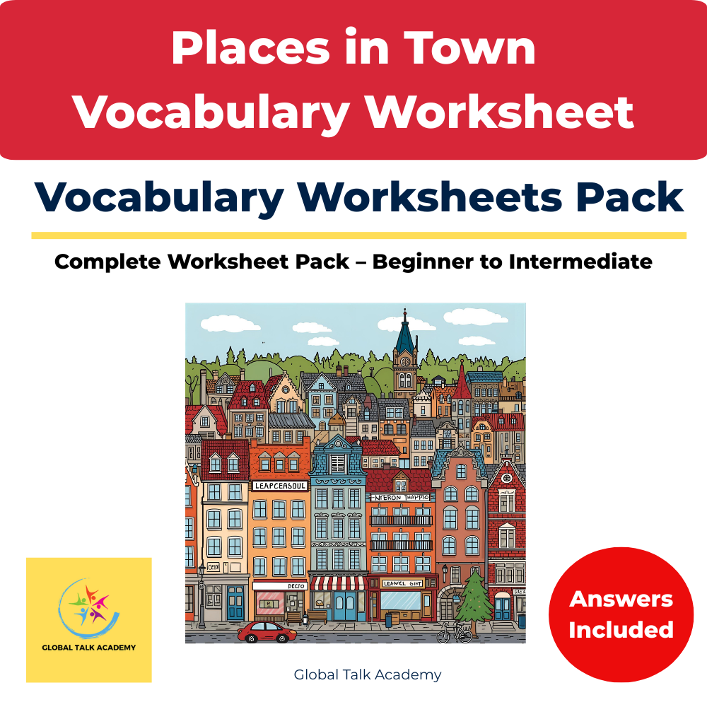 Places in Town Vocabulary – ESL Worksheet | Teaching Resources