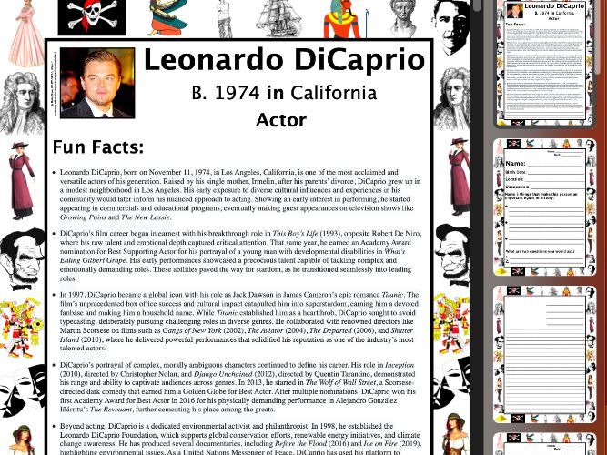 Leonardo DiCaprio PACKET & ACTIVITIES, Important Historical Figures ...