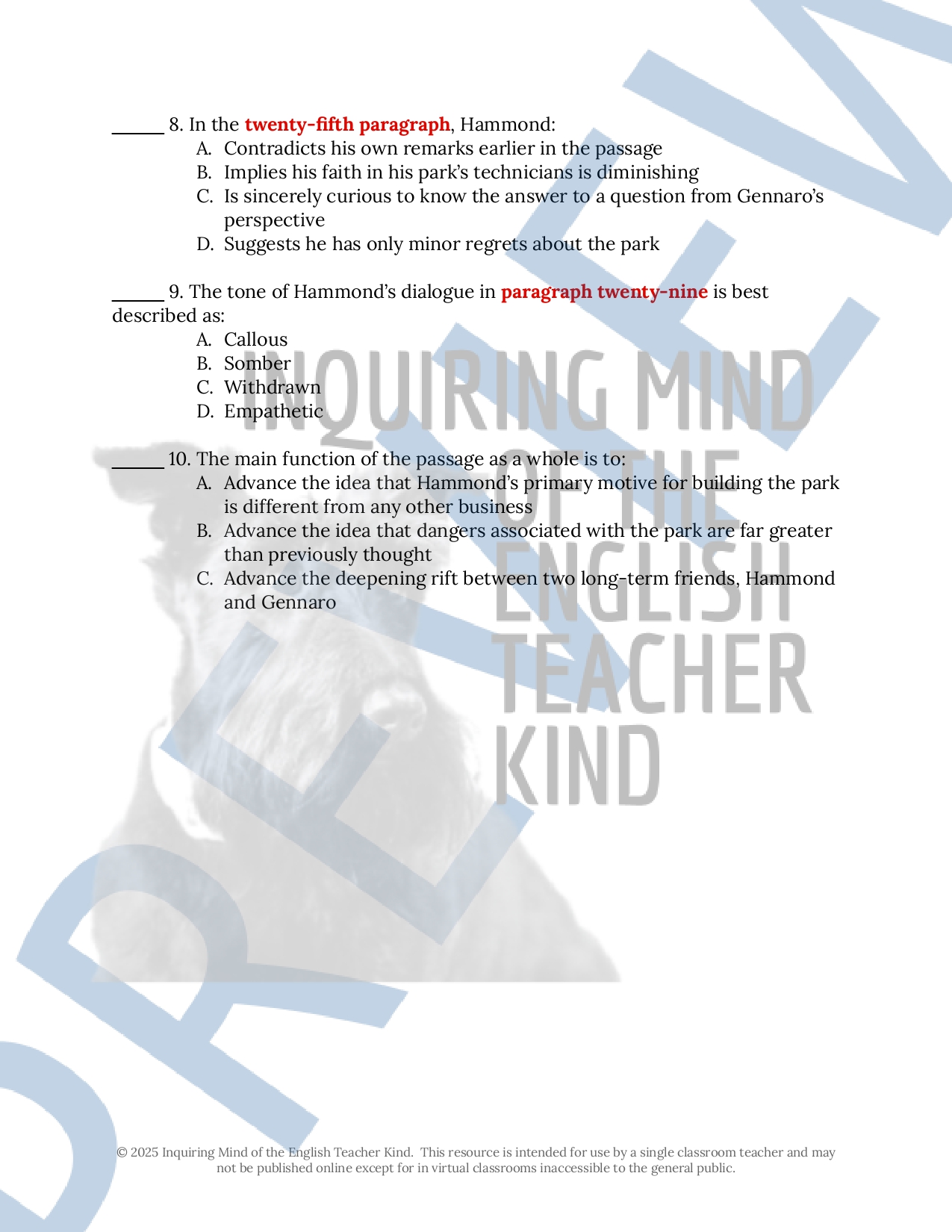 Jurassic Park by Michael Crichton Chapter 10 Close Reading Analysis ...